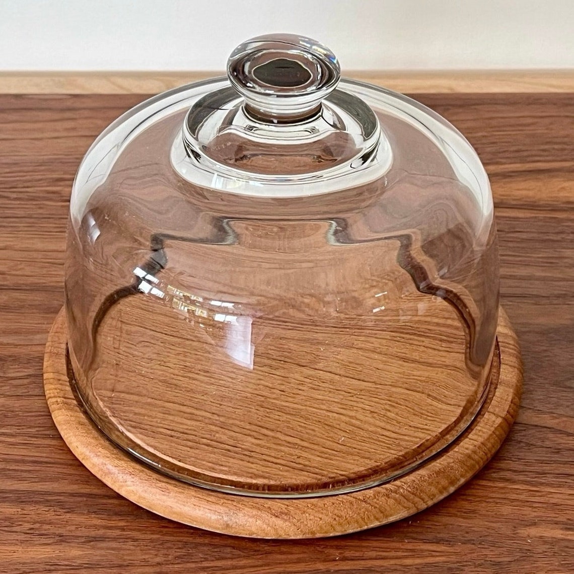 Vintage Dolphin Teak Cheese Tray With Glass Dome - Etsy