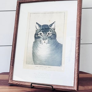 Vintage Framed Print of the Favorite Cat by N Currier 11 3/4 X 14 3/4 ...