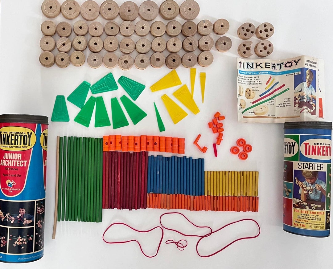 Vintage 1971 Junior Architect + Starter Set TINKERTOY No. 116 and 5136 ...