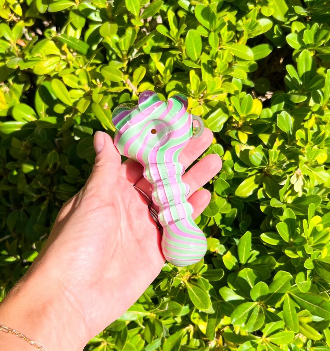 Purple Green Swirl Glass Pipe Purple Hand Pipe Pretty Pipe Unique Pipe ...