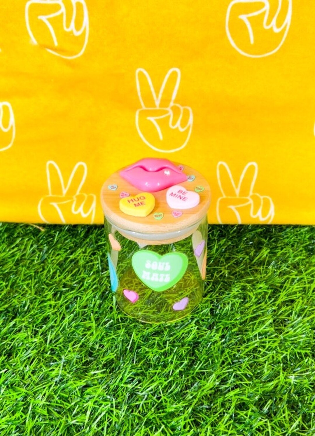 Candy Hearts Stash Jar| Cute Stash Jar| Cute Container Jar| Jewelry Jar ...