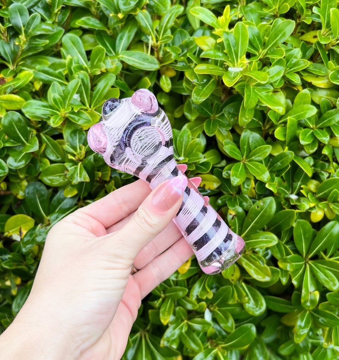 Pink Black Dicro Glass Pipe Cute Hand Pipe Pink Pipe Unique Pipe Cute ...