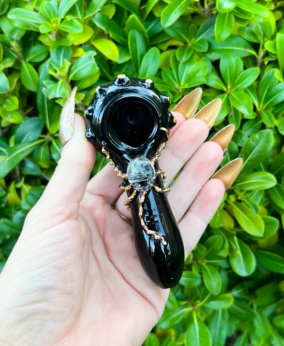 Black Gold Octopus Glass Hand Pipe Black Glass Pipe Cool Pipe Unique ...