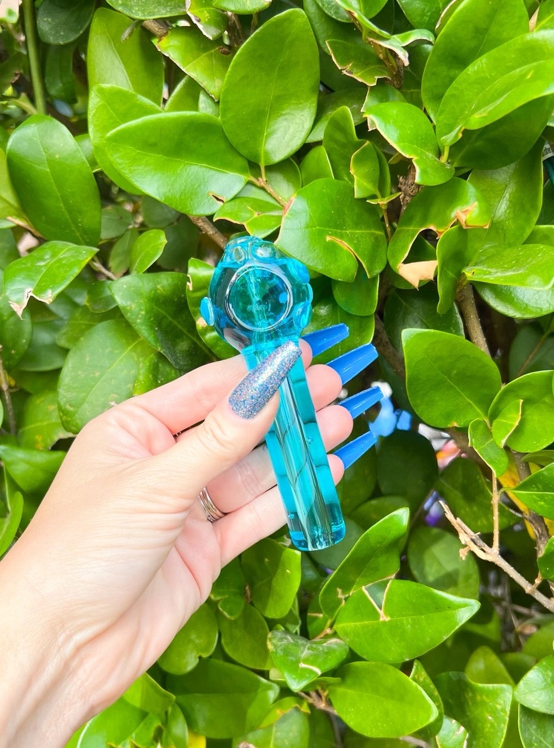 Neon Blue Glycerin Hand Pipe Cute Pipe Blue Pipe Neon Glass Pipe - Etsy