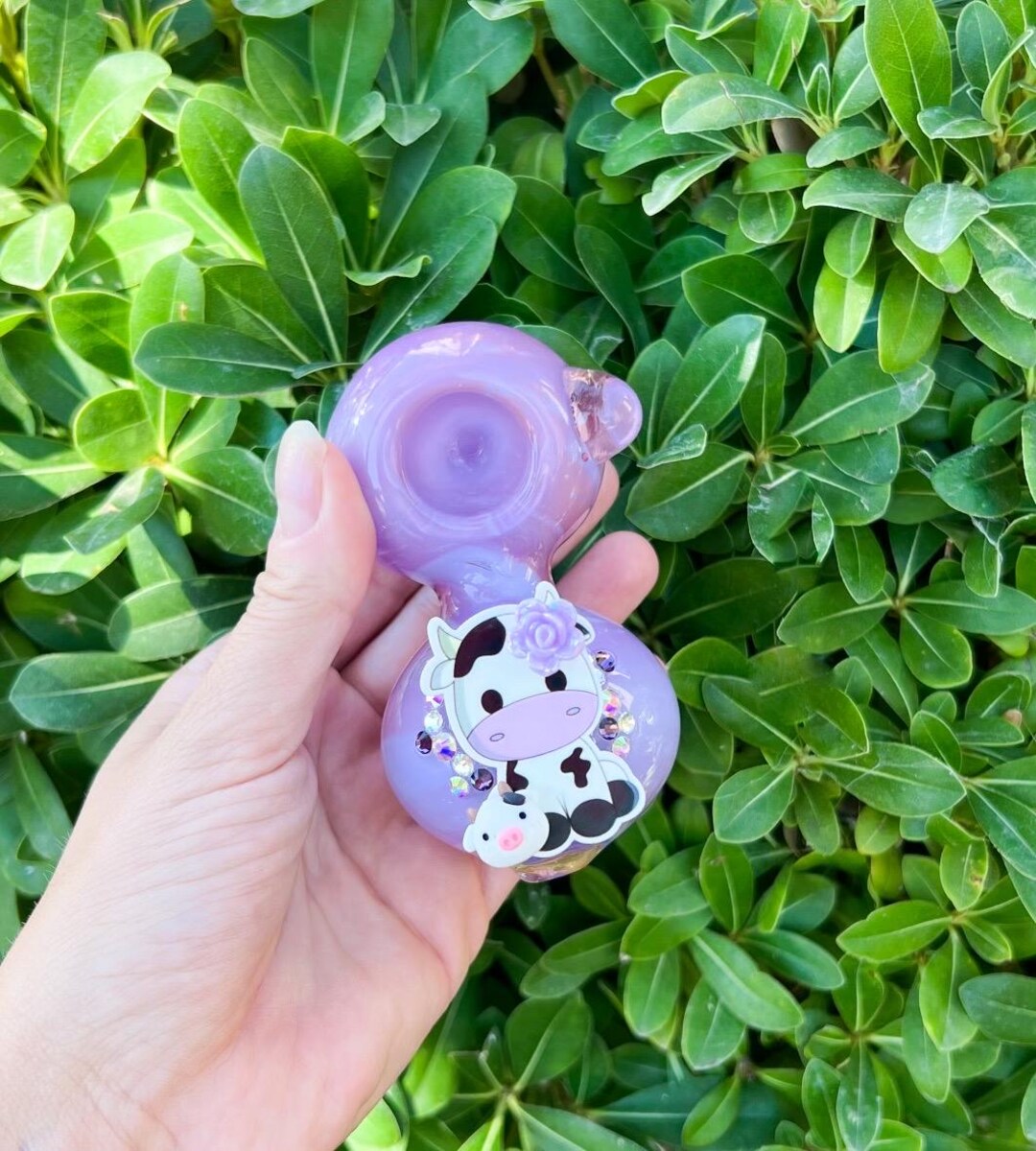 Purple Cow Glass Hand Pipe | Girly Pipe | Handmade | Unique | Cute - Etsy