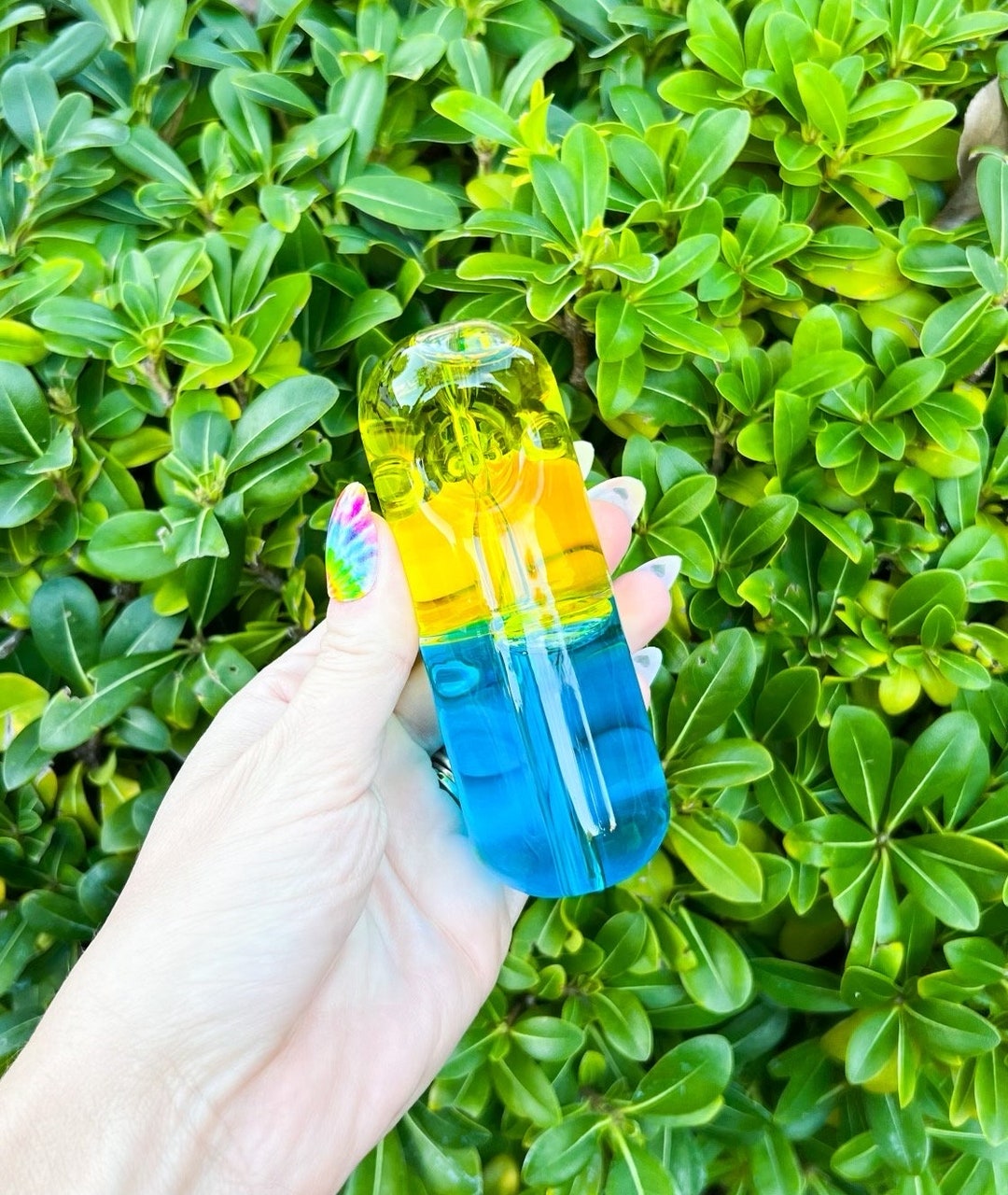 Blue Yellow Glycerin Glass Pipe Cute Blue Pipe Girly Pipe Glitter Pipe ...