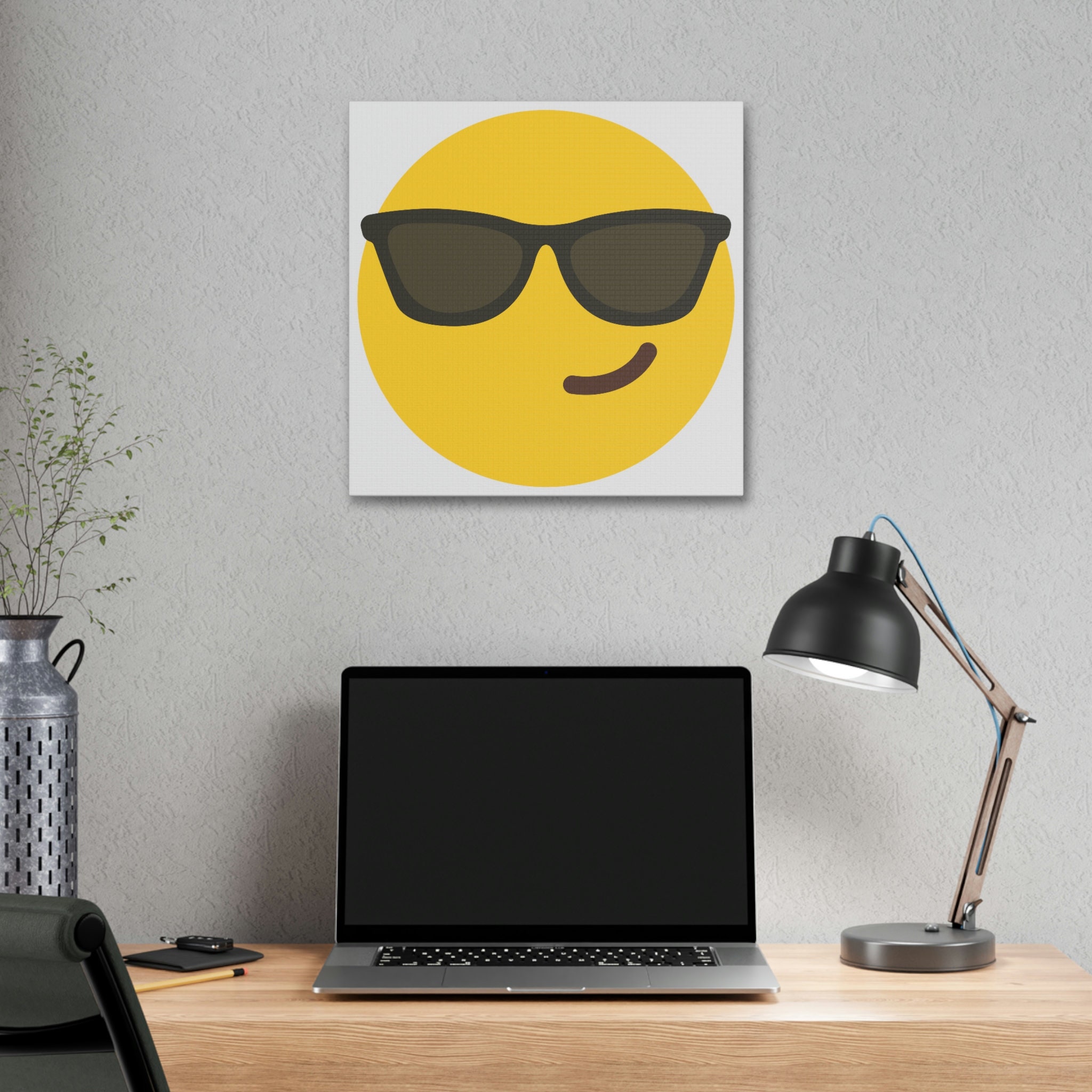 Sunglasses Face Emoji Canvas - Emoji Canvas, Emoji Wall Art, Emoji Home ...