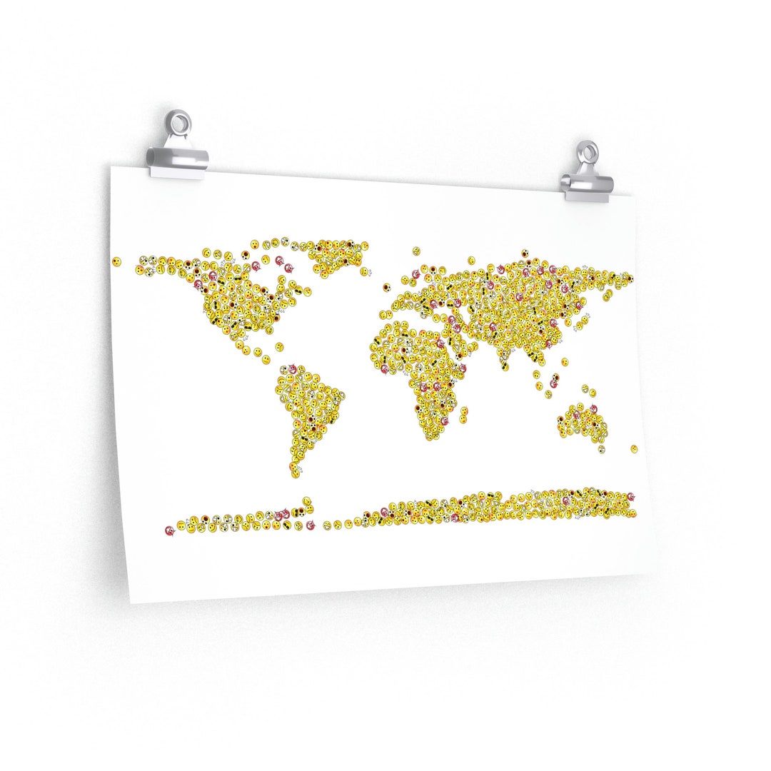 Emoji World Map Poster - Emoji Art Poster, Emoji Room Decor, Emoji ...
