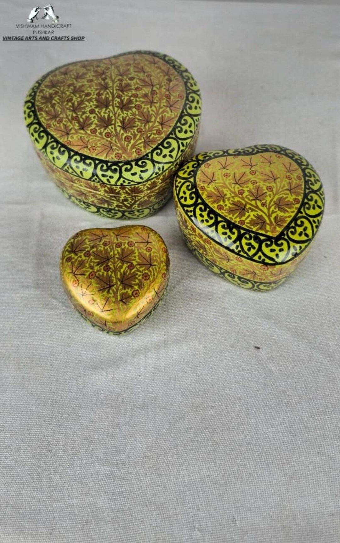 Hand Painted Heart Trinket Boxes Set: Floral Jewelry Storage - Etsy