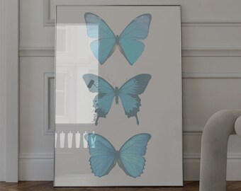 Blue Poster Butterfly Wall Art Blue Art Prints Trendy Digital Prints ...