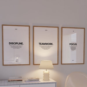 Minimalist Motivation Focus Print Set, Motivational Hard Work Office ...