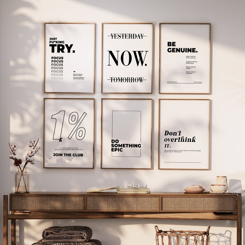 Minimalist Motivation Focus Print Set Motivational Hard Work - Etsy