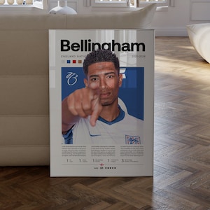Bellingham Poster, England Footballer Print, Soccer Gifts, Sports ...