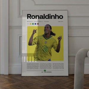Ronaldinho Poster, Brazil Football Poster, Soccer Gifts, Sports Poster ...