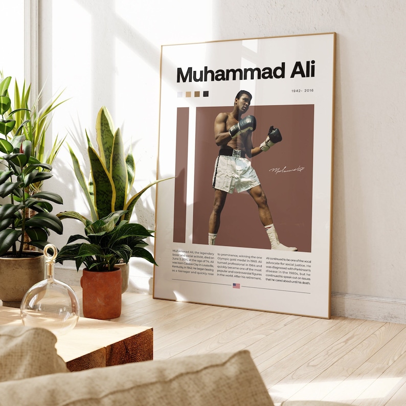 Mohammed Ali Poster, Boxing Poster, Sports Poster, Boxing Wall Art, Mid ...
