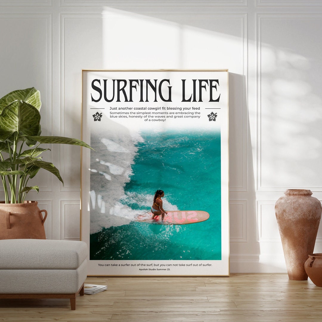 Coastal Cowgirl Surf Poster Beachy Surf Wall Art Surfer Girl Print Wall ...