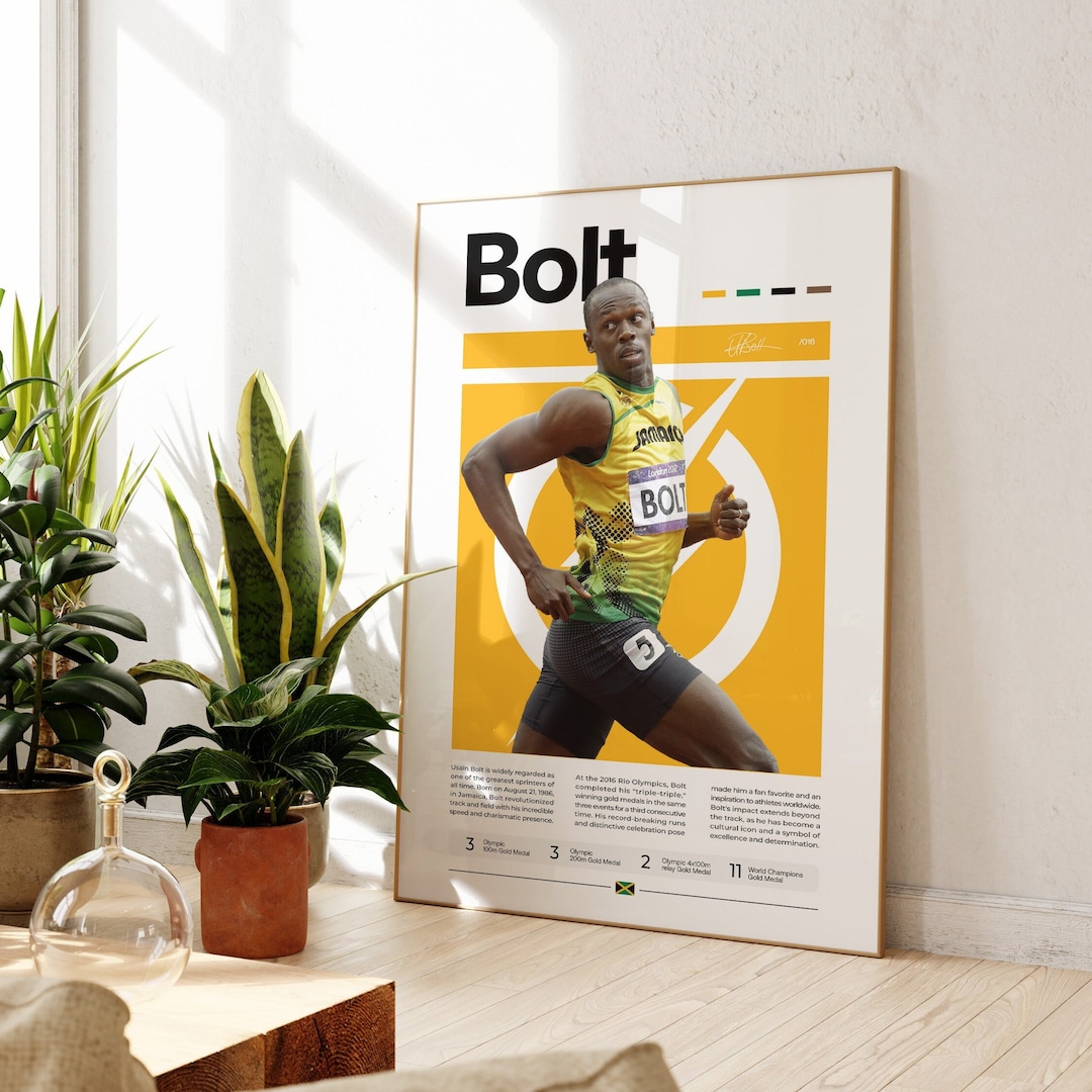 Usain Bolt Poster, Running Poster, Modern Running Print, Minimalist Runner Wall Art for Office ...