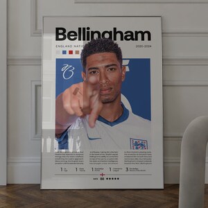 Bellingham Poster, England Footballer Print, Soccer Gifts, Sports ...