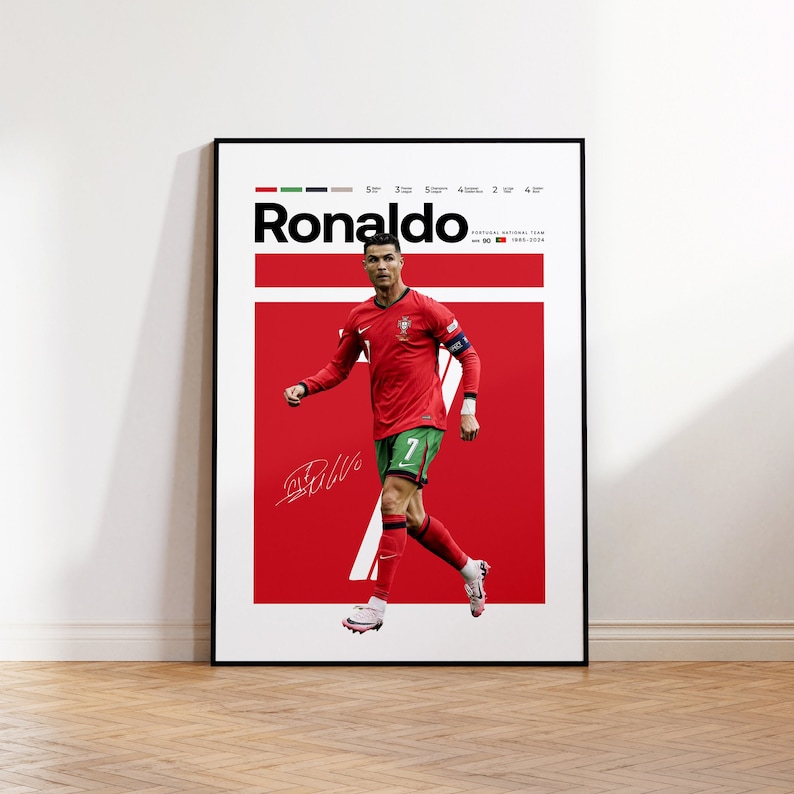Cristiano Ronaldo Poster, Ronaldo Football Print, Sports Poster ...