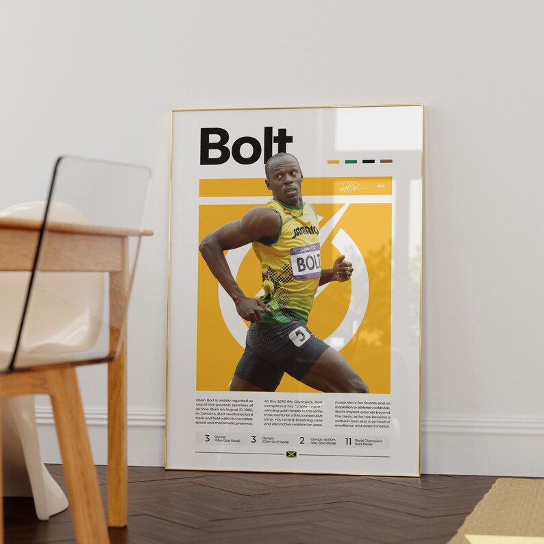Usain Bolt Poster, Running Poster, Modern Running Print, Minimalist ...