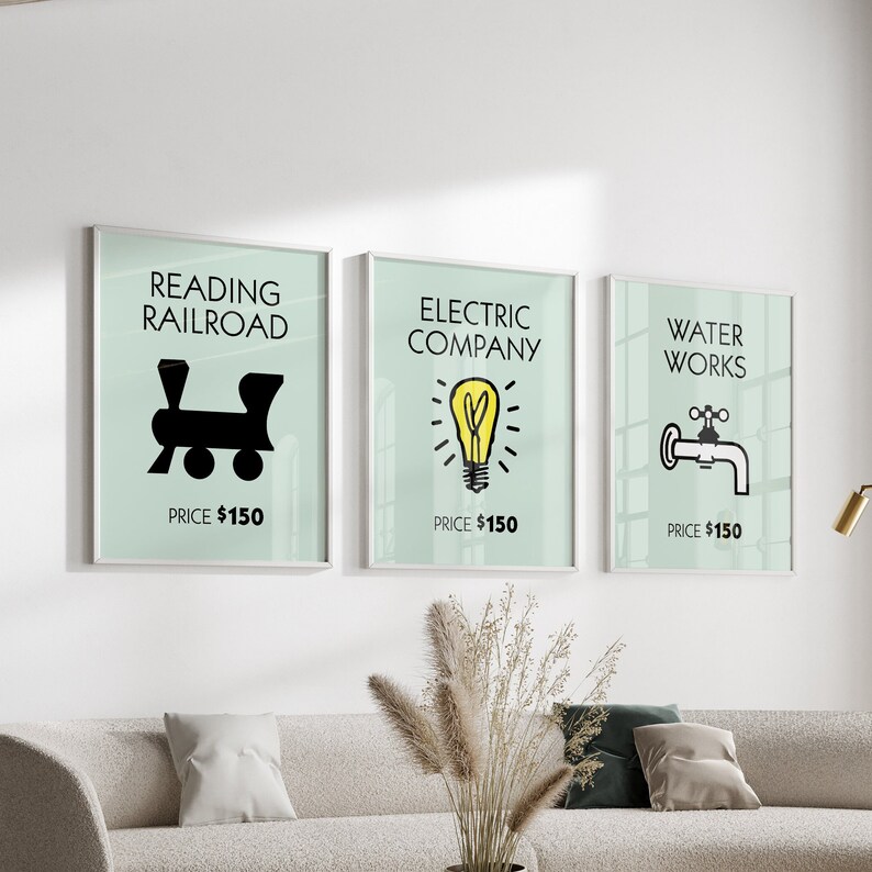 Retro Monopoly Inspired Water Works Printable Alternative - Etsy