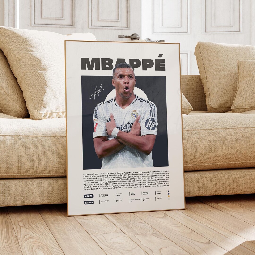 Kylian Mbappé Poster French National Team, Soccer Gifts, Sports Poster ...