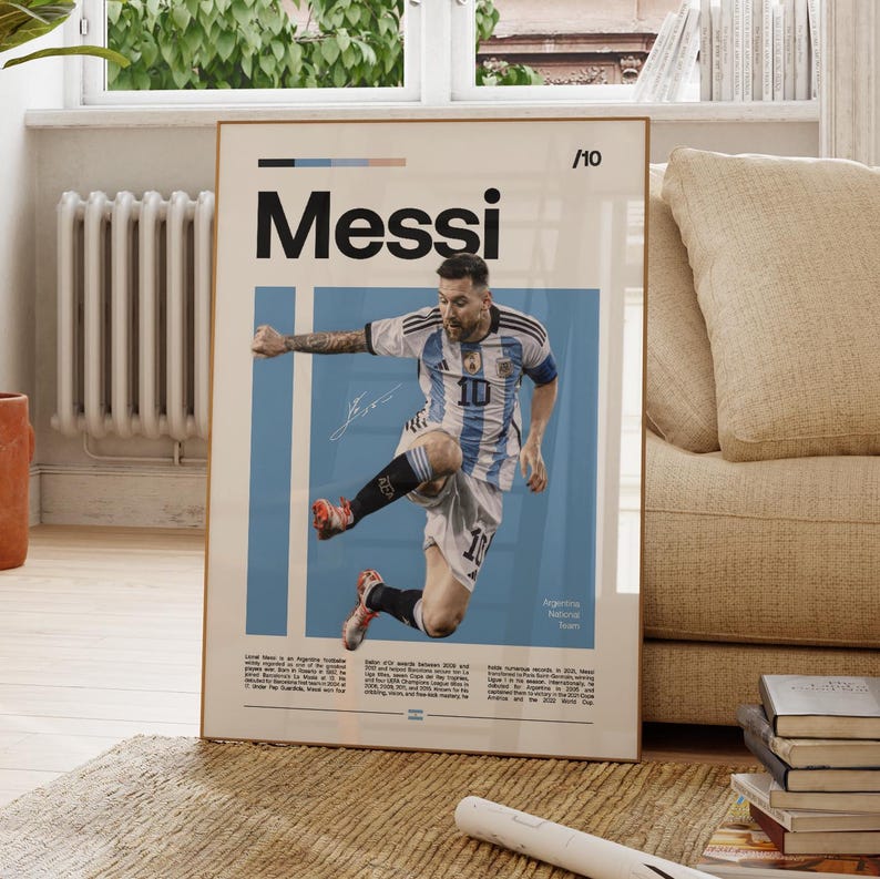 Lionel Messi Poster, Argentina Soccer Print, Soccer Gifts, Sports ...