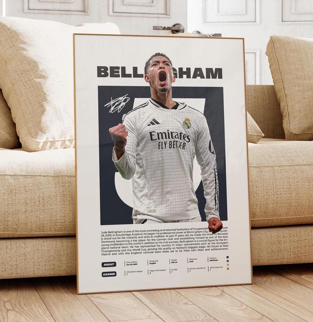 Jude Bellingham Poster, Soccer Gifts, Sports Poster, Football England ...