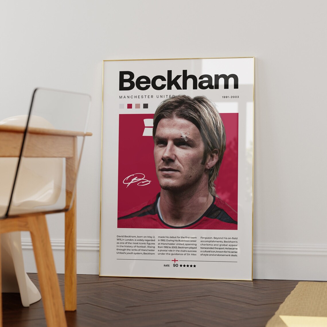 David Beckham Poster, England Footballer Print, Soccer Gifts, Sports ...