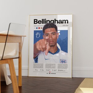 Bellingham Poster, England Footballer Print, Soccer Gifts, Sports ...