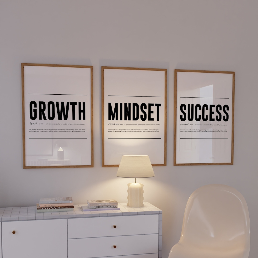 Minimalist Motivation Focus Print Set, Motivational Hard Work Office ...