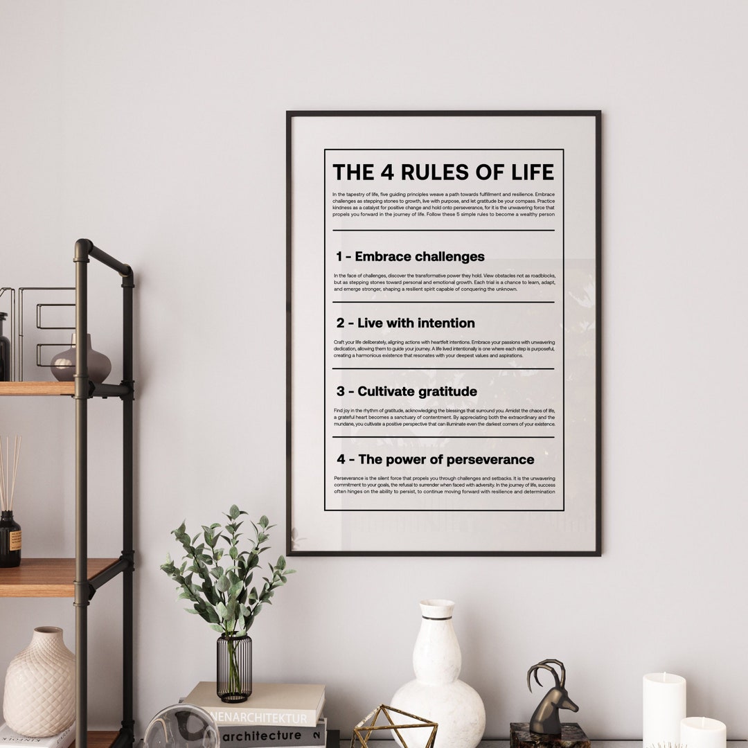 4 Rules of Life Uplifting Art Instant Download Wall Art | Printable ...