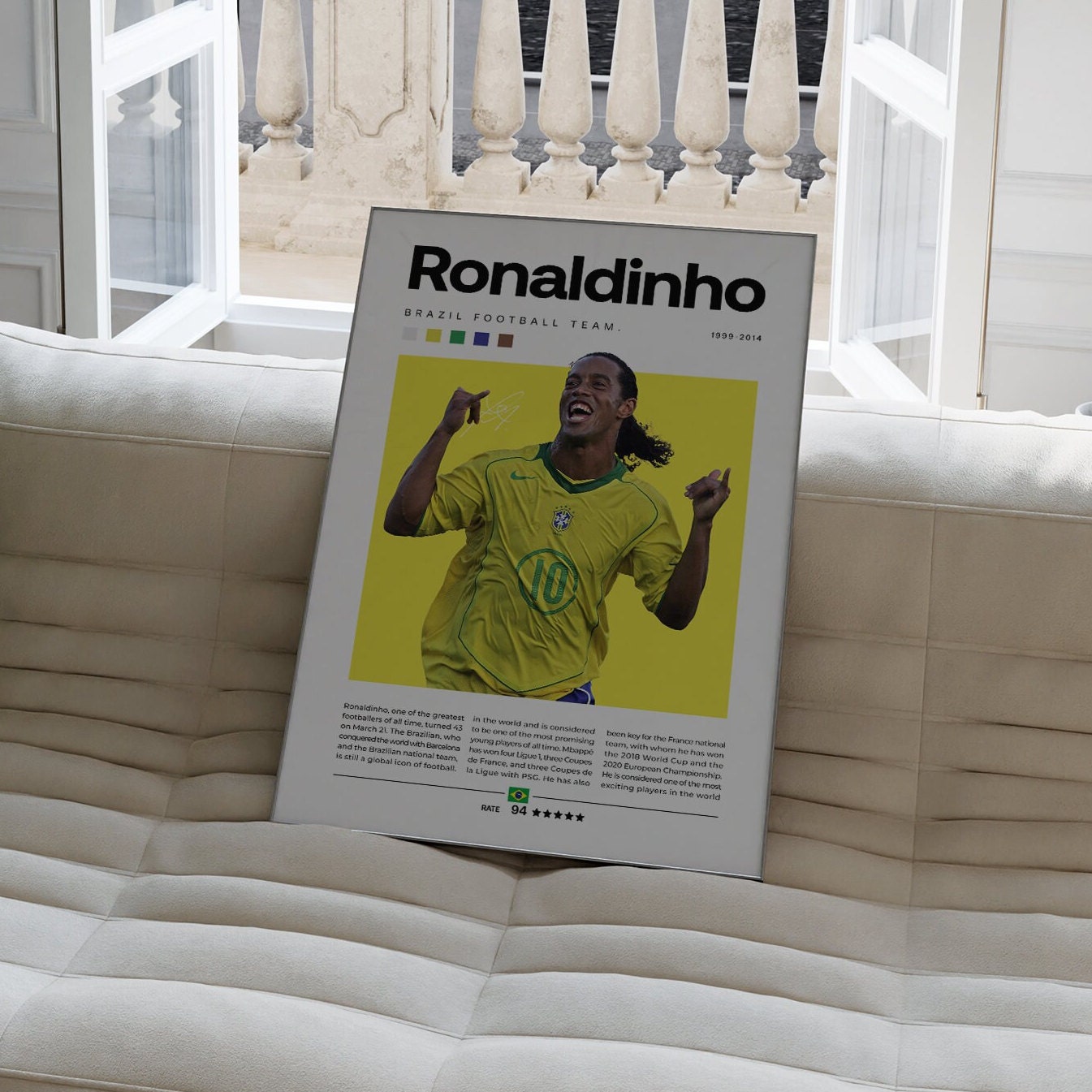 Ronaldinho Poster, Brazil Football Poster, Soccer Gifts, Sports Poster ...