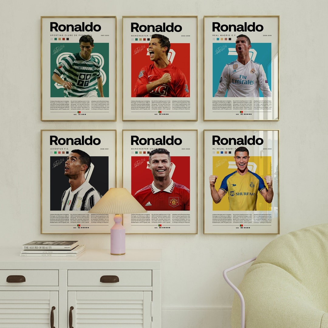 Cristiano Ronaldo Poster Bundler Set of 6, Soccer Gifts, Sports Poster ...