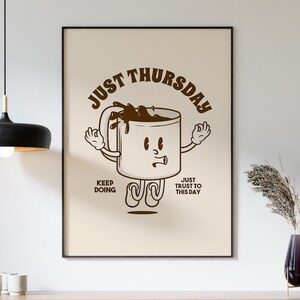 Retro Breakfast Wall Print Quote Retro 70s Art, Beis Retro Coffee ...