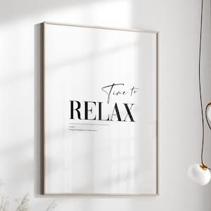 Time to Relax Definition Wall Art, Minimalist Relax Meditation Home ...