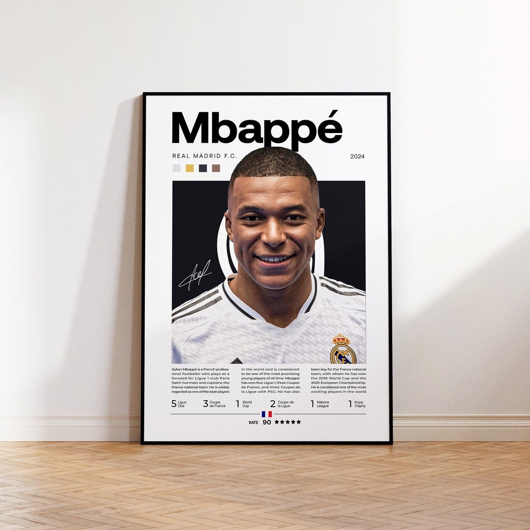 Kylian Mbappé Poster, Soccer Gifts, Sports Poster, Football Player ...