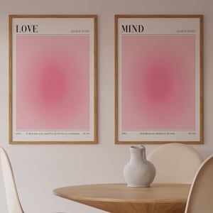 Pink Positive Aura Poster Set of 3 Affirmation Poster Soul Mind Love ...