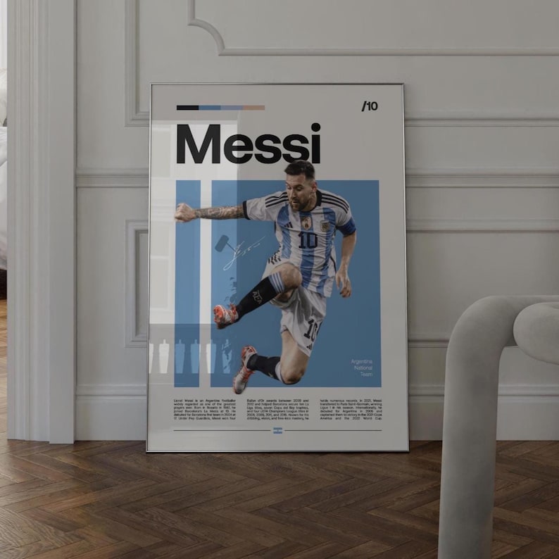 Lionel Messi Poster, Argentina Soccer Print, Soccer Gifts, Sports ...