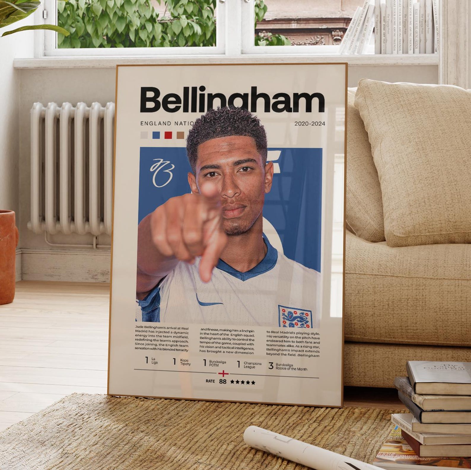 Bellingham Poster, England Footballer Print, Soccer Gifts, Sports ...