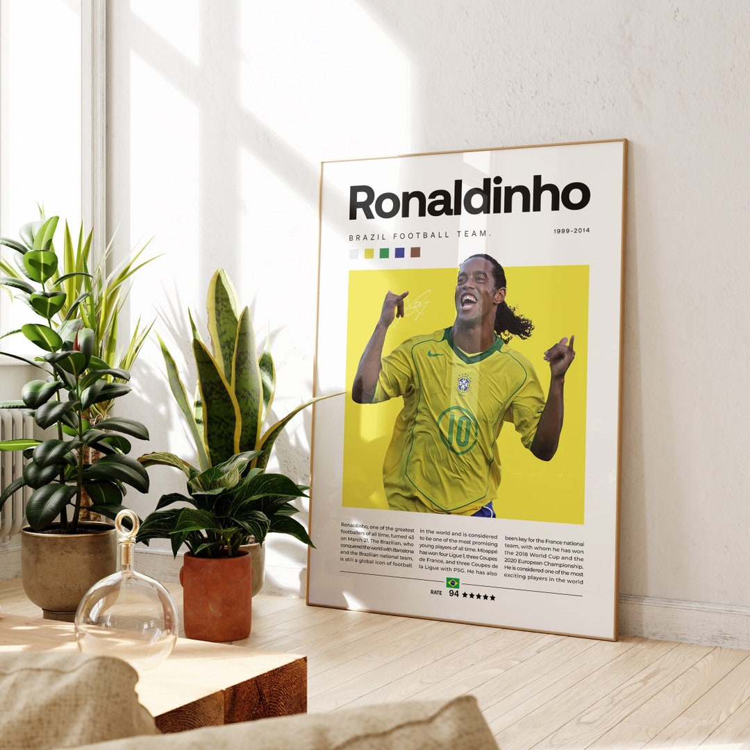 Ronaldinho Poster, Brazil Football Poster, Soccer Gifts, Sports Poster ...
