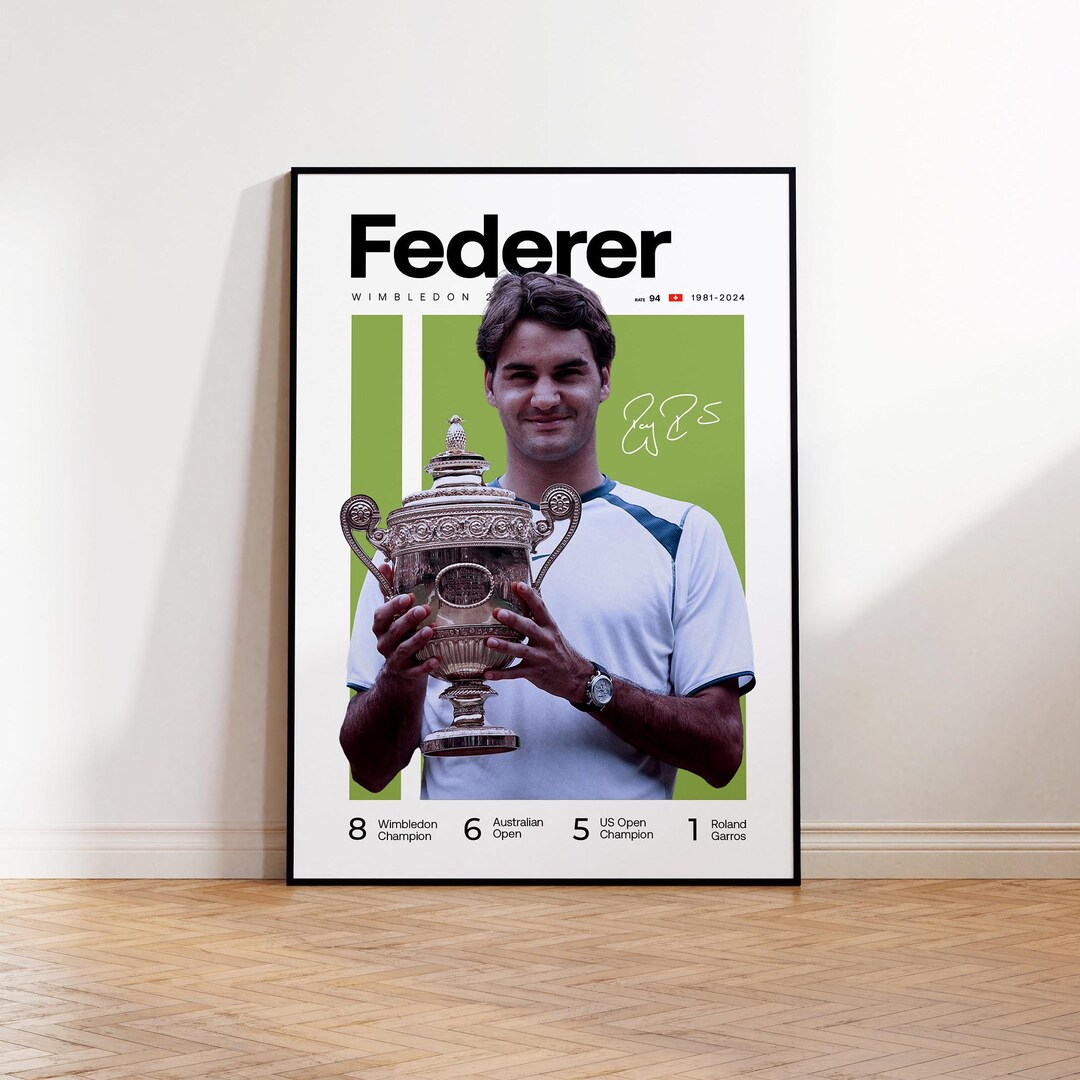 Roger Federer Poster 11x14 Minimalist, Helvetica, Mid-century Modern ...