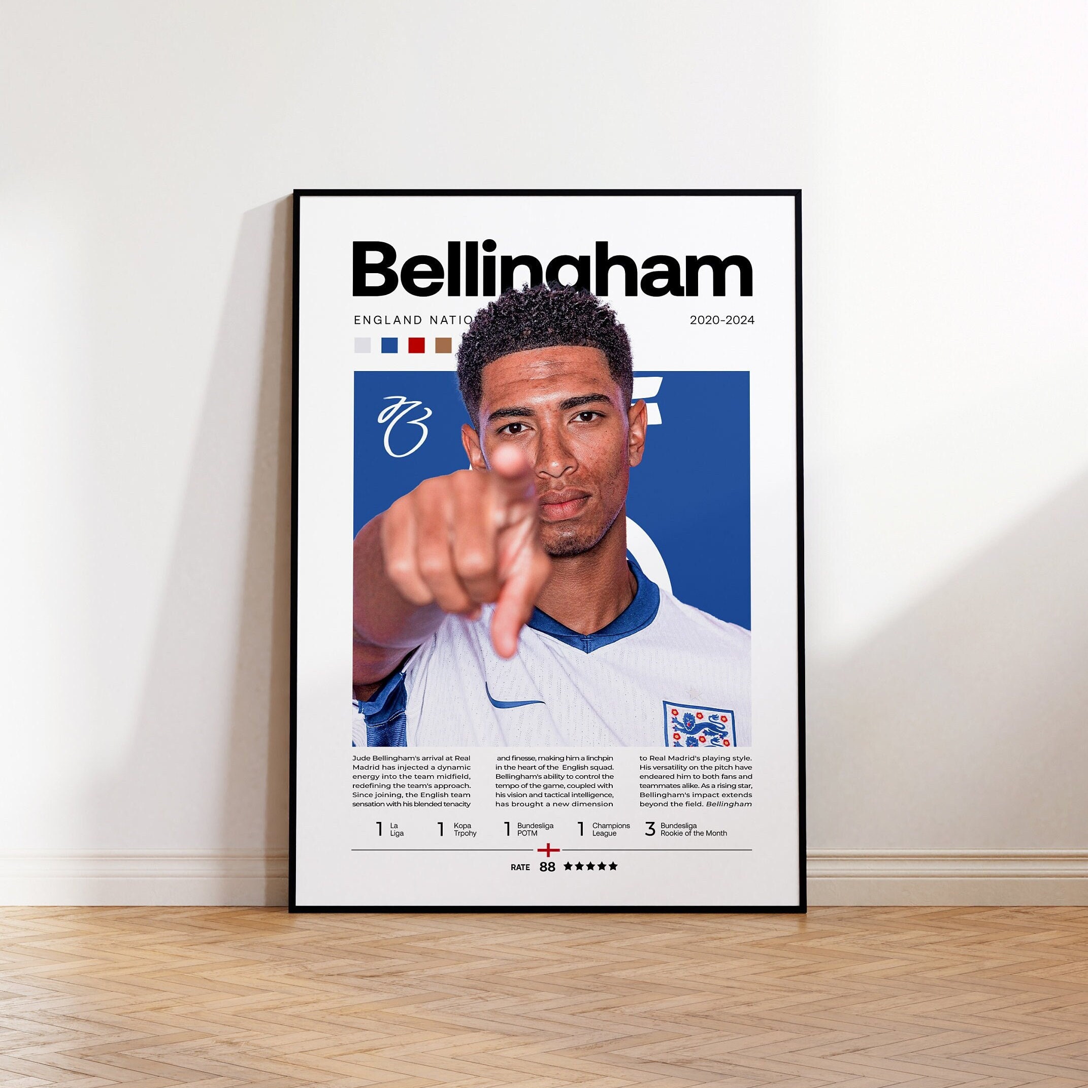 Bellingham Poster, England Footballer Print, Soccer Gifts, Sports ...