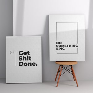 Minimalist Motivation Focus Print Set, Motivational Hard Work Office ...