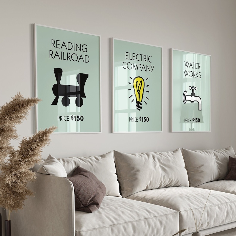 Retro Monopoly Inspired Water Works Printable Alternative - Etsy