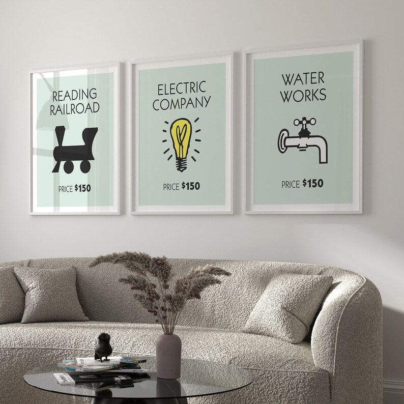 Retro Monopoly Inspired Water Works Printable Alternative - Etsy