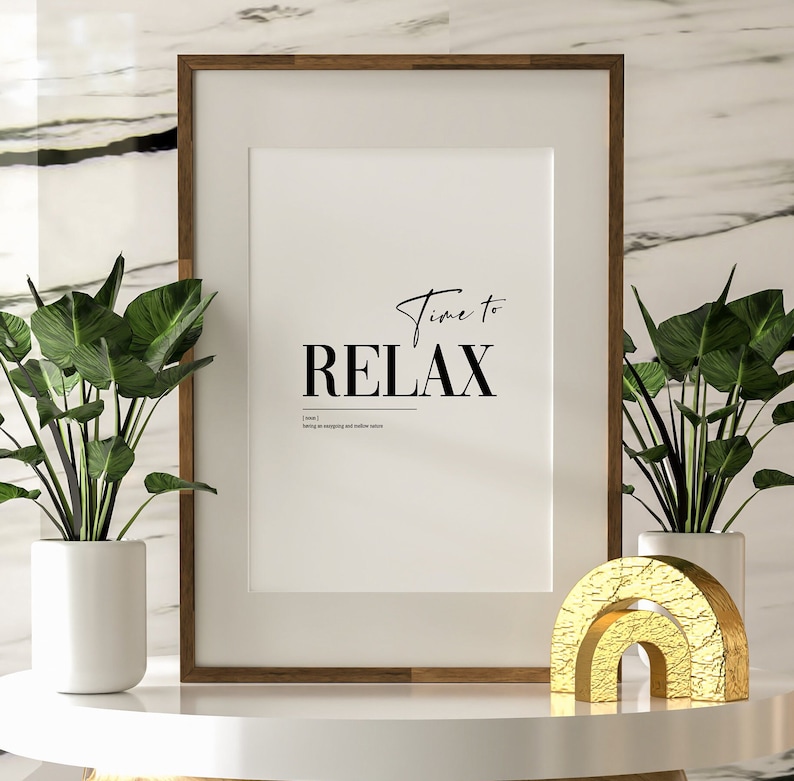 Time to Relax Definition Wall Art Minimalist Relax Meditation - Etsy
