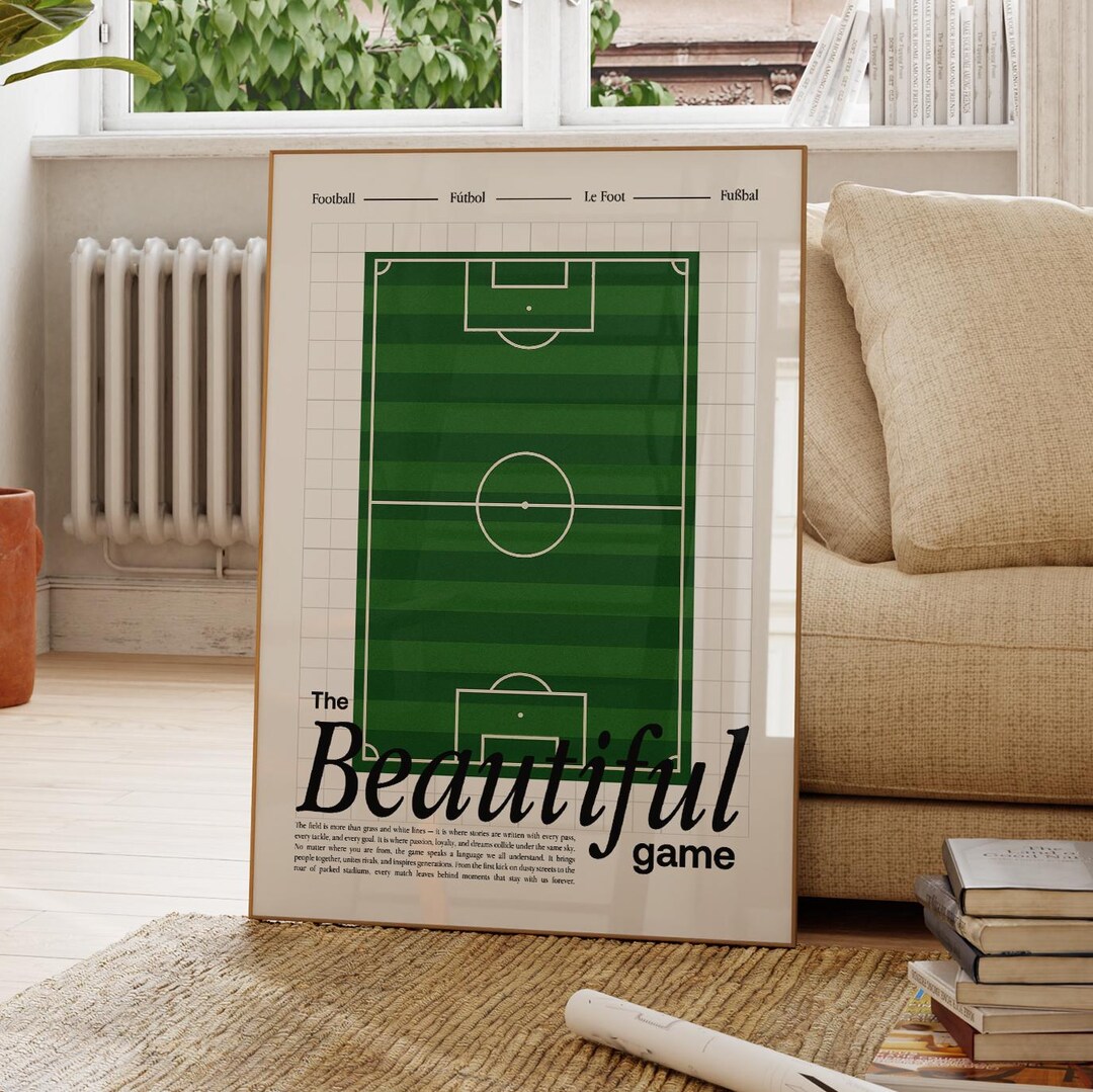 Football Soccer Field Wall Art Print | the Beautiful Game Poster for ...