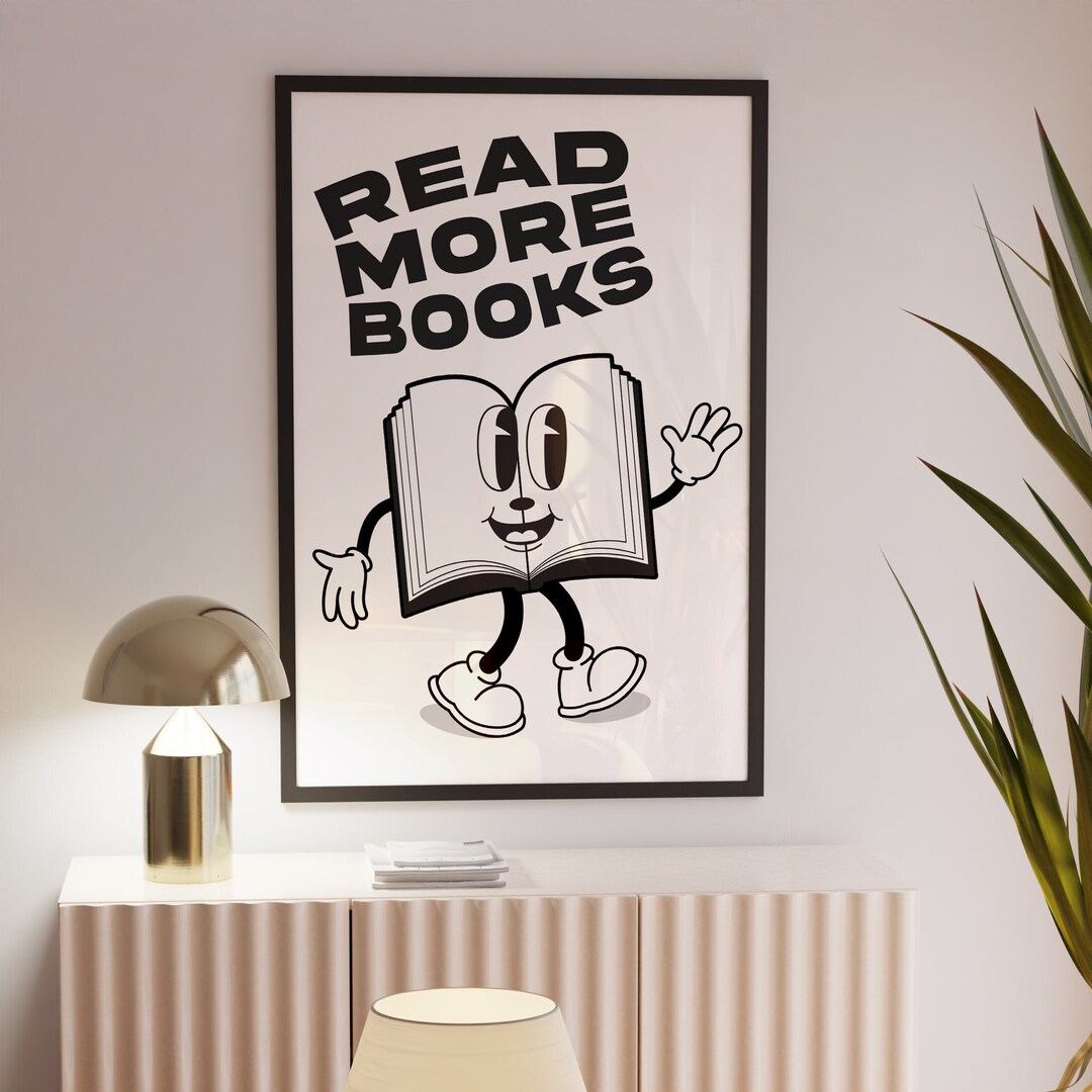 Reading Book Cartoon Classroom Poster, Wall Print Read More Books ...