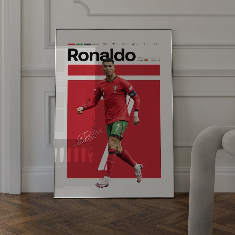 Cristiano Ronaldo Poster, Ronaldo Football Print, Sports Poster ...